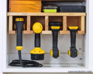 DIY Drill Holder (Cordless Drill Storage Rack Plans) | Saws on Skates®