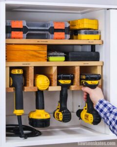 DIY Drill Holder (Cordless Drill Storage Rack Plans) | Saws on Skates®