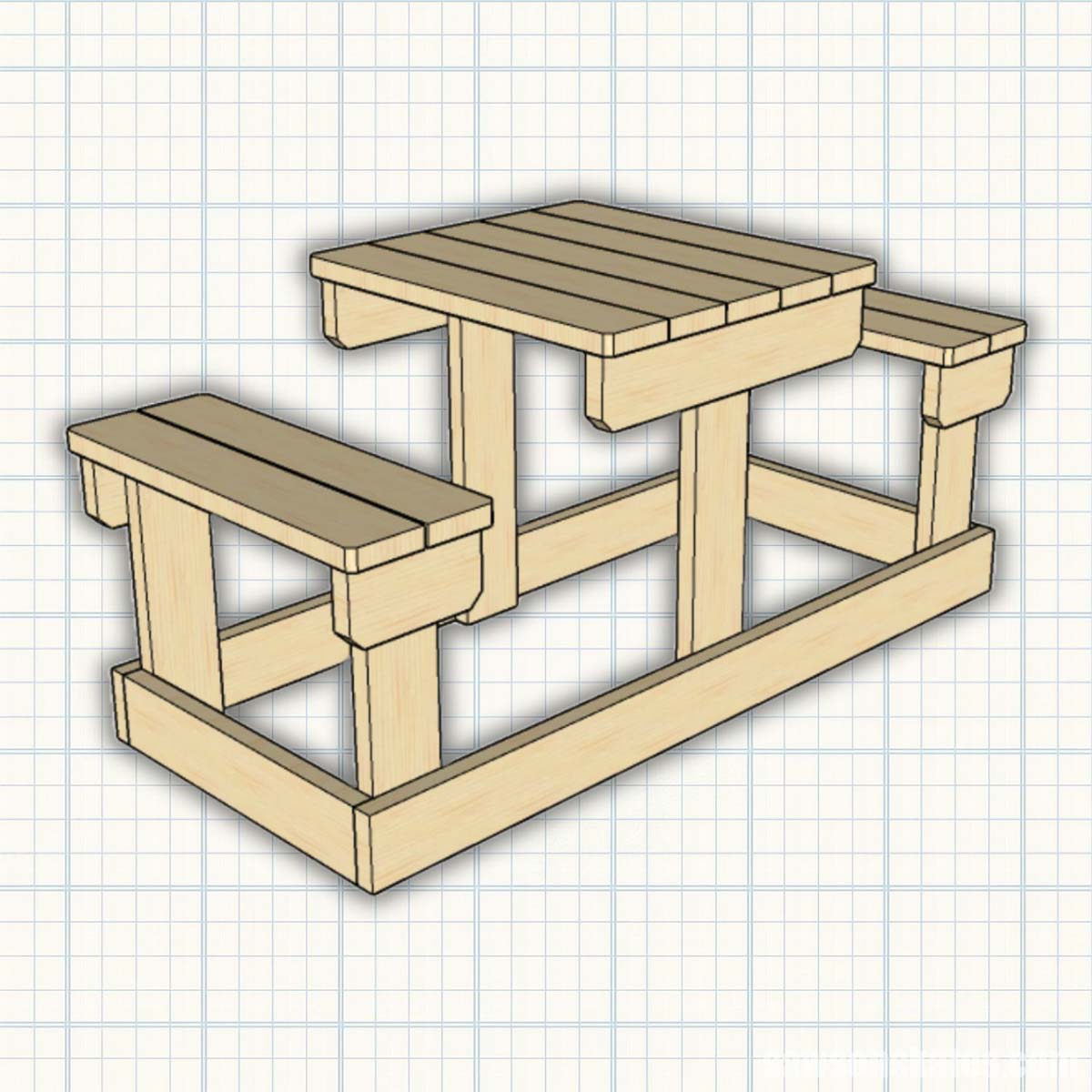 diy-2-person-picnic-table-graph-paper-1 - Saws on Skates