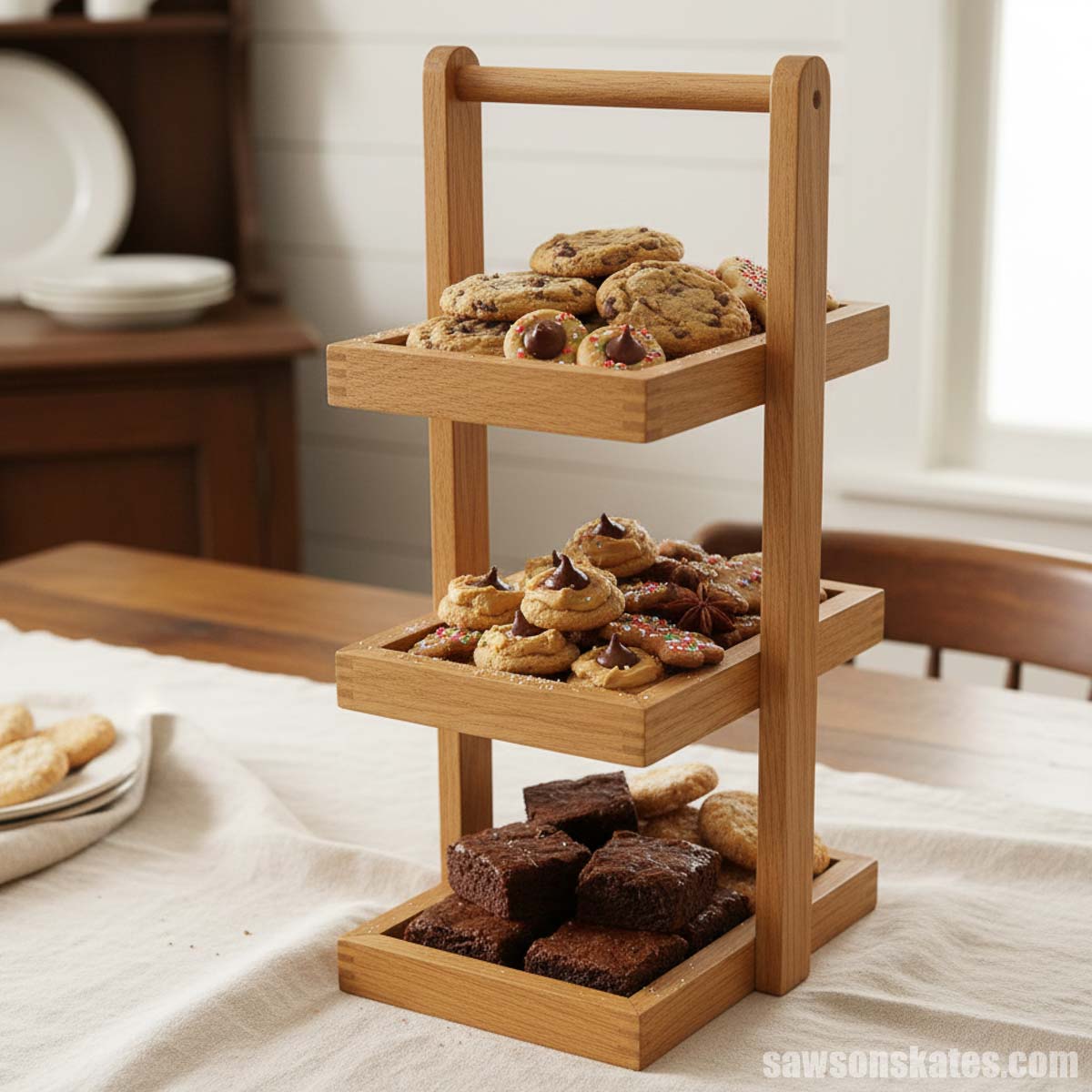 DIY Wooden 3-Tier Stand With Handle | Saws on Skates®