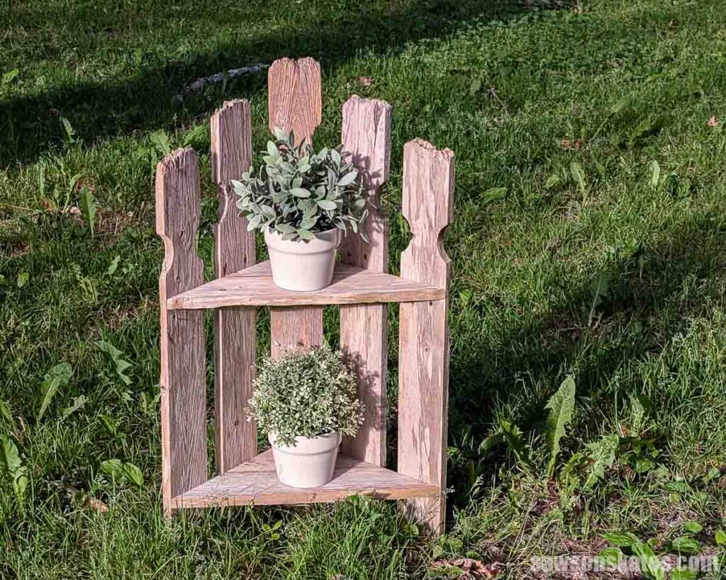 DIY Two-Tier Fence Picket Plant Stand for Showing Off Your Blooms